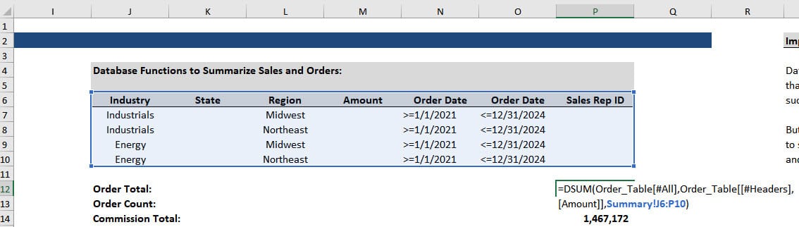 Excel Database Functions: Tutorial, Video, and Template