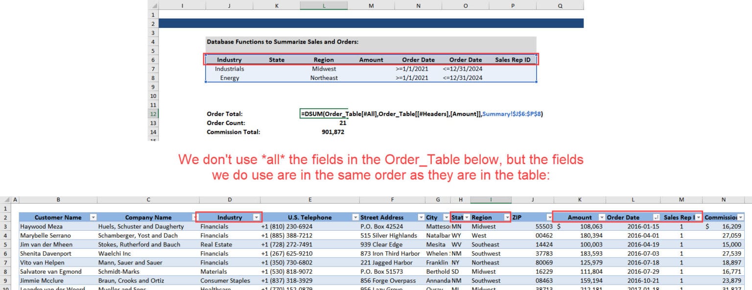 Excel Database Functions: Tutorial, Video, and Template