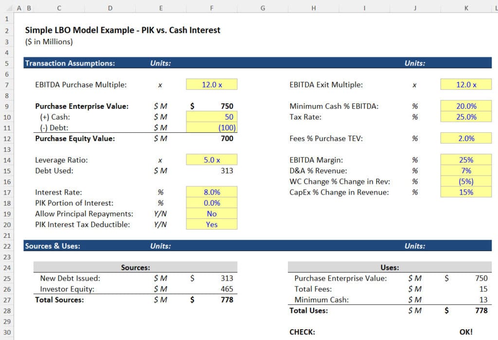 PIK Interest in LBO Models: Full Tutorial