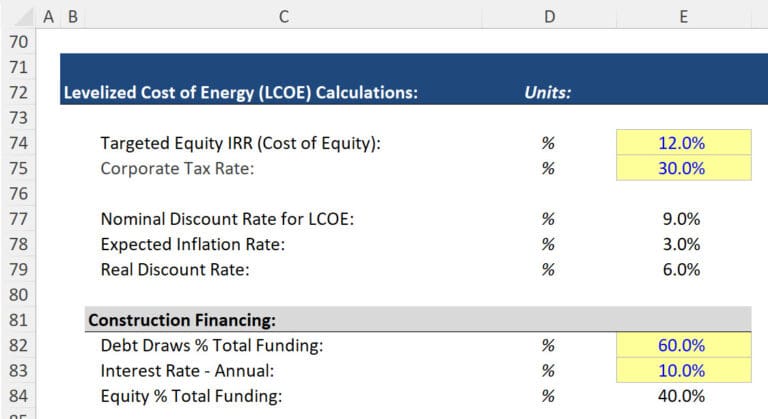 Levelized Cost of Energy (LCOE): Excel Examples